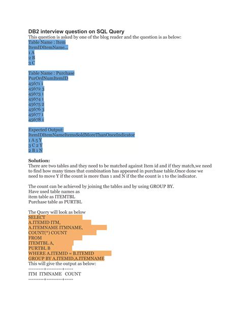 Db2 Interview Question On Sql Queryexplains Group By And Case