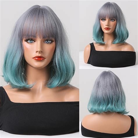 Yeahhome Wigs For Women Wigs Pick Dyeing Wig With Bangs Wavy Wigs