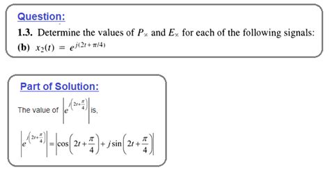 solved signals and systems question part of the solution is