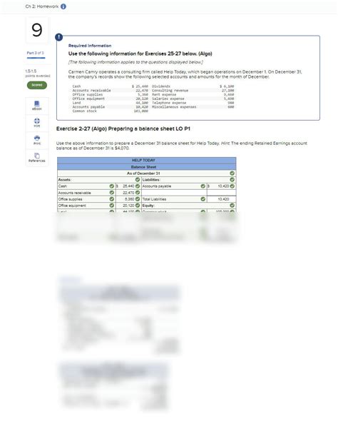 SOLUTION Exercise Algo Preparing A Balance Sheet Lo P Studypool