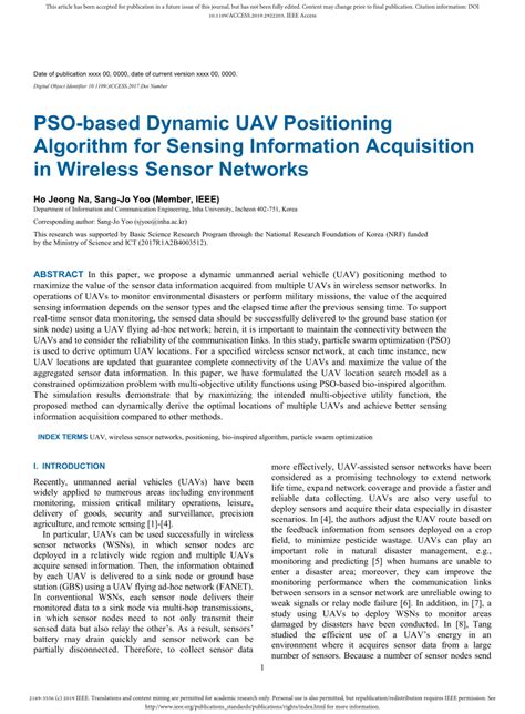 Pdf Pso Based Dynamic Uav Positioning Algorithm For Sensing