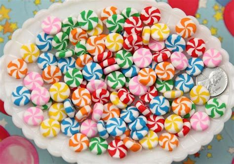 Fake Peppermints Small Peppermint Swirl Candy Drop Clay