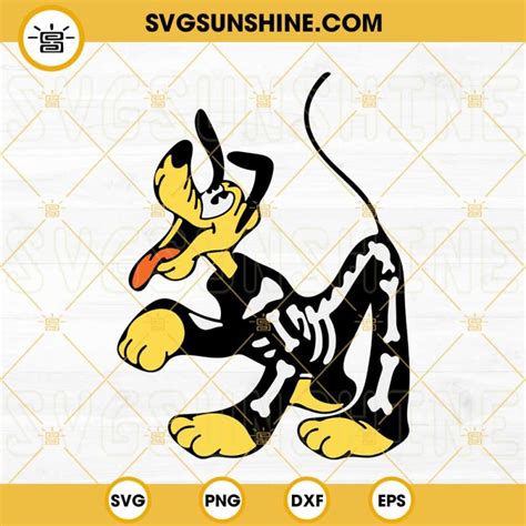 Disney Pluto Skeleton Halloween Svg Png Dxf Eps Cricut Silhouette Vector Clipart