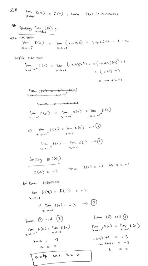 Solved Find The Values Of A And B Such That The Following Function 1