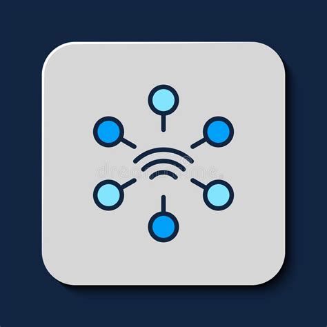Filled Outline Network Icon Isolated On Blue Background Global Network