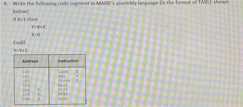 write the following code segment in marie s assembly