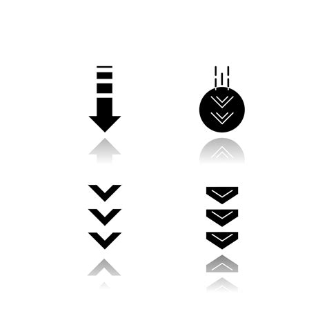 Down Arrows Drop Shadow Black Glyph Icons Set Vector Art At Vecteezy