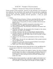 ECON 201 Chapter 17 Homework Completed Docx ECON 201 Principles Of Macroeconomics Chapter 17