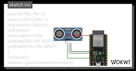 Ultrasonic Reading Wokwi Esp32 Stm32 Arduino Simulator