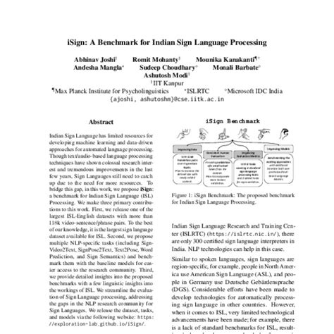 Isign A Benchmark For Indian Sign Language Processing Acl Anthology