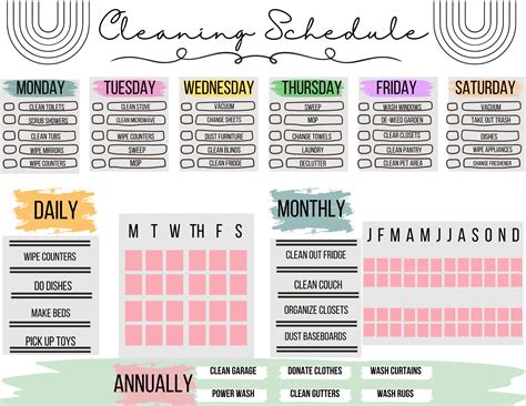 New Years Cleaning Schedule Chore Chart Templates Cleaning Chart