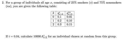 Solved For A Group Of Individuals All Age X Consisting Chegg