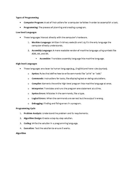 Basics Of Programming Lesson And Activitives Types Of Programming