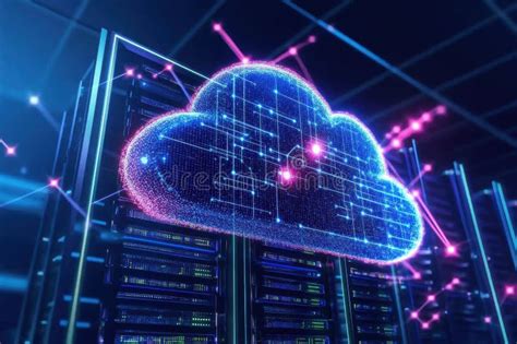 futuristic digital cloud over high tech server room environment stock image image of