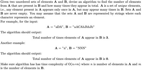 Solved Given Two Unordered Sets Of Elements A And B Devise