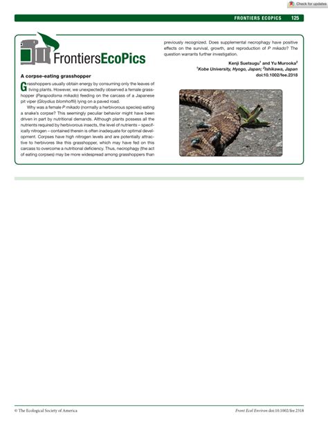 Pdf A Corpse‐eating Grasshopper
