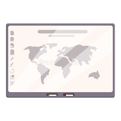 Global Interactive Map Icon Cartoon Vector Touch Screen Stock Vector