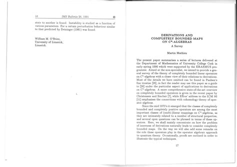 Pdf Derivations And Completely Bounded Maps On C Algebras A Survey