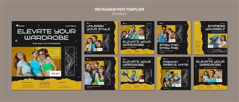 Free Psd Brutalism Style Instagram Posts