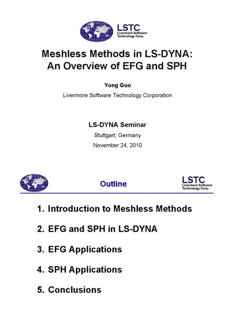 meshless methods in ls dyna an overview of efg and sph pdf finite