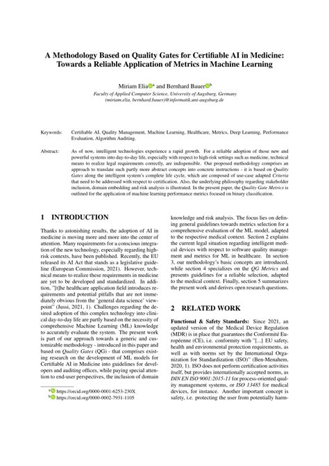 Pdf A Methodology Based On Quality Gates For Certifiable Ai In Medicine Towards A Reliable