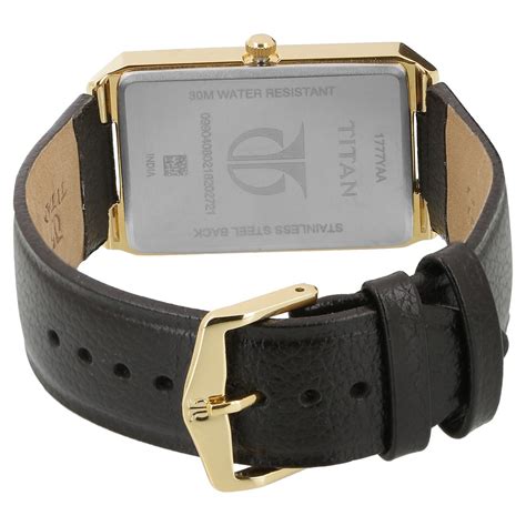 Buy Online Titan Rectangle Black Dial Analog With Date Leather Strap