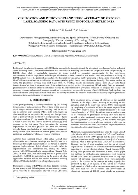 Pdf Verification And Improving Planimetric Accuracy Of Airborne Laser Scanning Data With Using