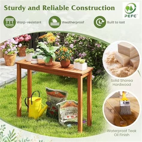 Tangkula Narrow Outdoor Dining Table Solid Wood Global Ubuy
