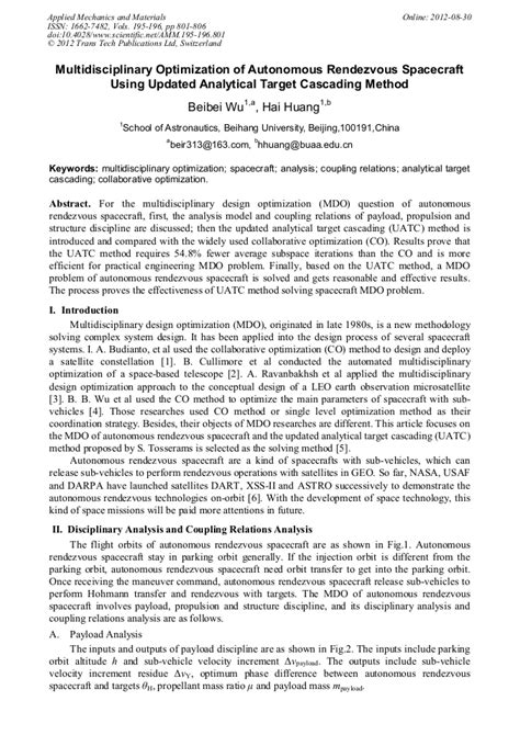 Multidisciplinary Optimization Of Autonomous Rendezvous Spacecraft Using Updated Analytical