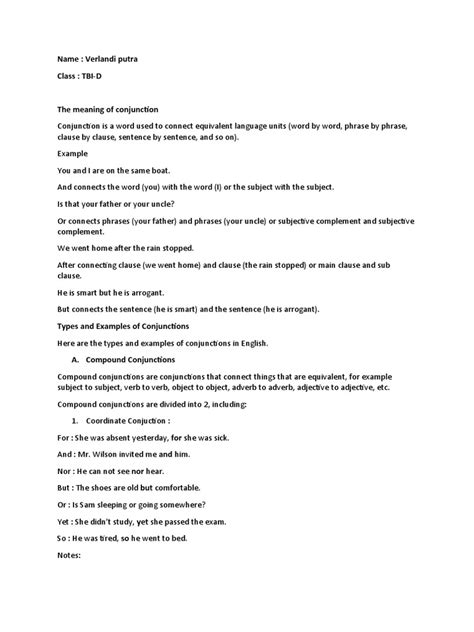 Conjunction Pdf Sentence Linguistics Subject Grammar