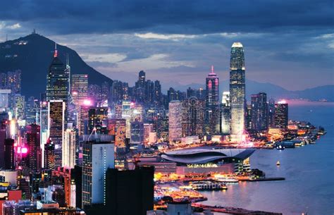 Hong Kong Skyline At Night China Asia Editorial Image Image Of