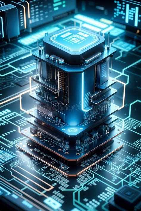 Close Up View Of A Modern Gpu Card With Circuit And Connections 3d Rendering Stock Illustration