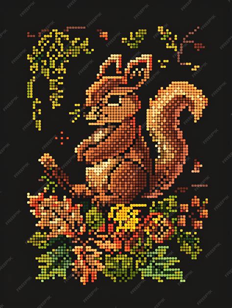 Premium Photo | Set of Simple Acorn 8 Bit Pixel With Leaves and Squirrels and Geome Game Asset ...