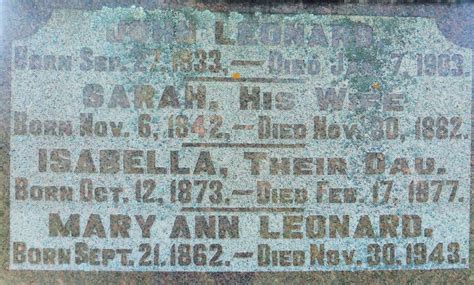 Mary Ann Leonard 1862 1943 Find A Grave Memorial