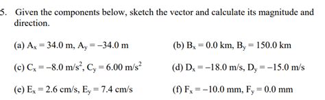 Solved Given The Components Below Sketch The Vector And Chegg