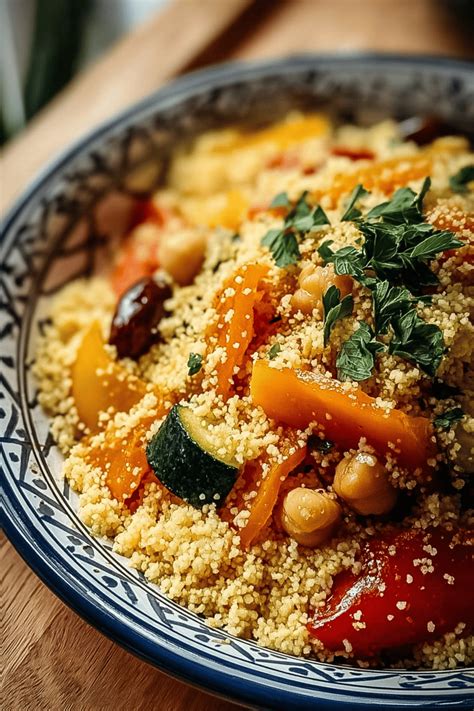 Moroccan Couscous Recipe With Roasted Vegetables Chickpeas Almonds
