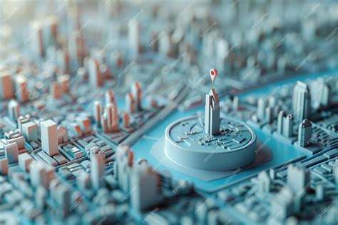 Premium Photo Gps Navigation Pointer Symbol 3d Modern City
