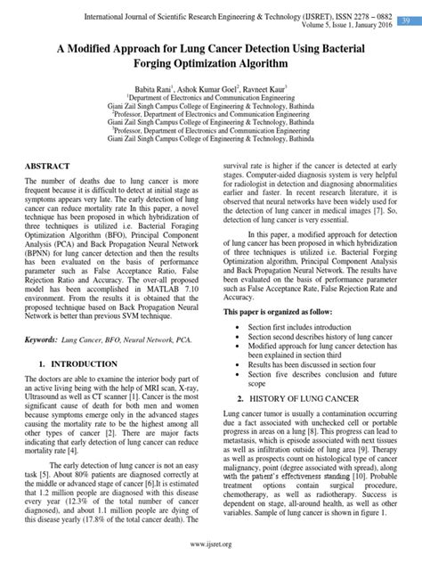 A Modified Approach For Lung Cancer Detection Using Bacterial Forging