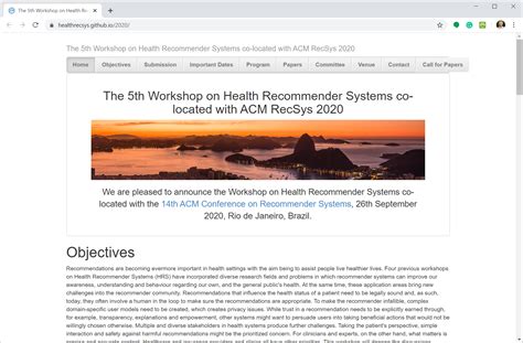 Healthrecrecsys2020 5th Workshop On Health Recommender Systems Rsc