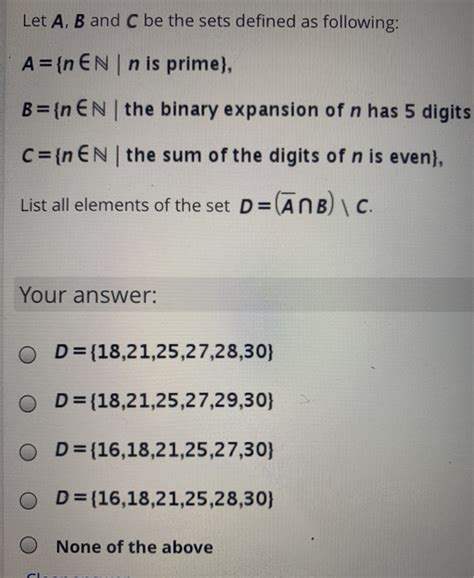 Solved Let A B And C Be The Sets Defined As Following A N Chegg Com