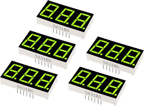 Jp Yokive 5個 Ledディスプレイデジタルチューブ Ledセグメントディスプレイコモンアノード3ビット7 Diy家電 計器 車に最適 黄緑 12ピン 産業