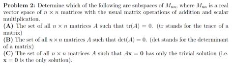 solved problem 2 determine which of the following vector