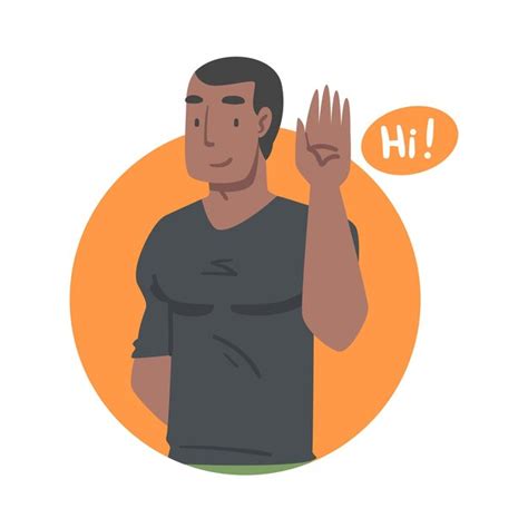 Young Man Saying Hello And Showing Hand Greeting Gesture Vector