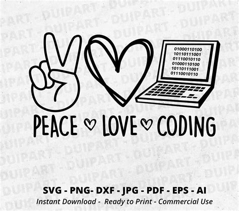peace love coding svgcoder svgcoding svgprogrammer etsy