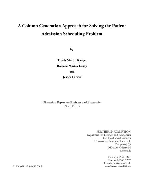 Pdf A Column Generation Based Heuristic For Rostering With Work Patterns