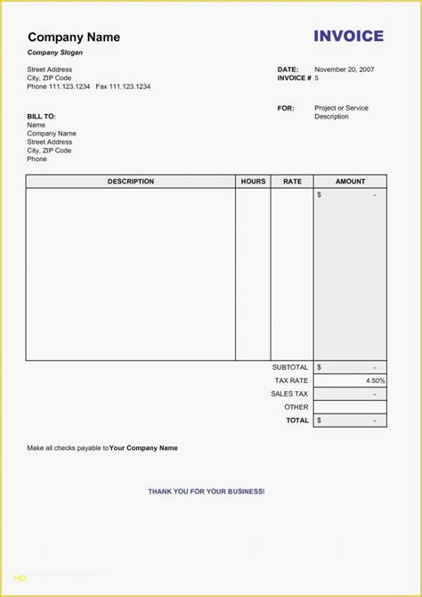 Invoice Template Excel Mac
