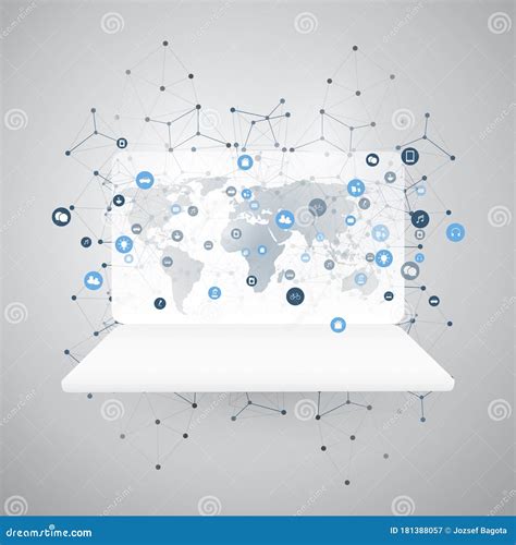 Internet Of Things Cloud Computing Design Concept With World Map