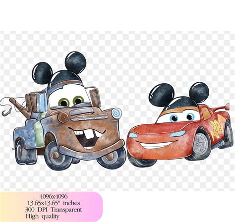 Lightning Mcqueen Cars Mickey Head And Watercolor Digital Matr Png File For Sublimation High