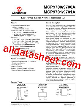 MCP9700 16 Datasheet PDF Microchip Technology