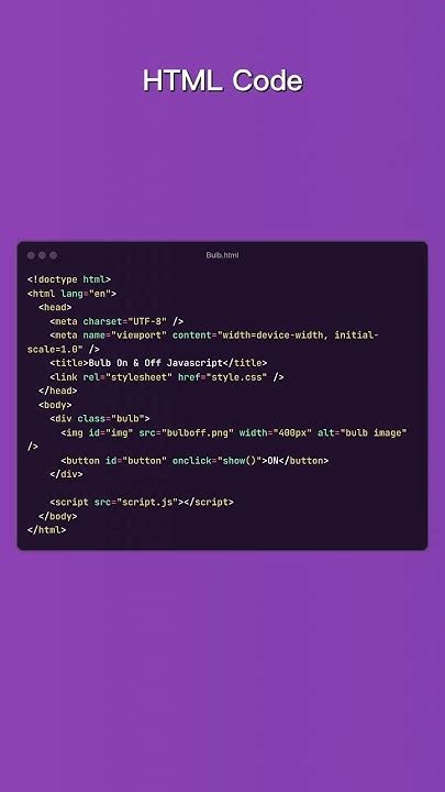 Bulb On Off Javascript Project Coding Html Css Javascript